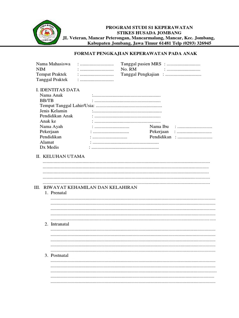 Format Askep Anak | PDF | Kesehatan Holistik