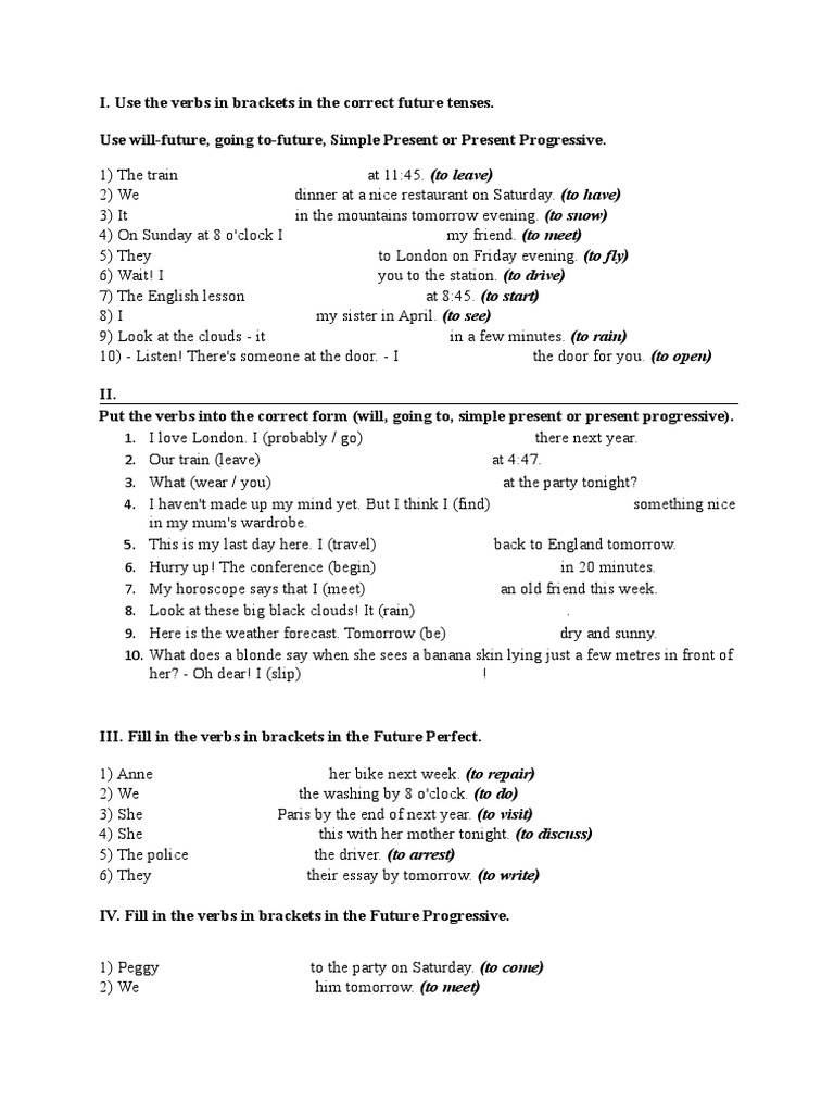 Future Tenses - Mixed Exercises | PDF | Language Mechanics | Linguistics
