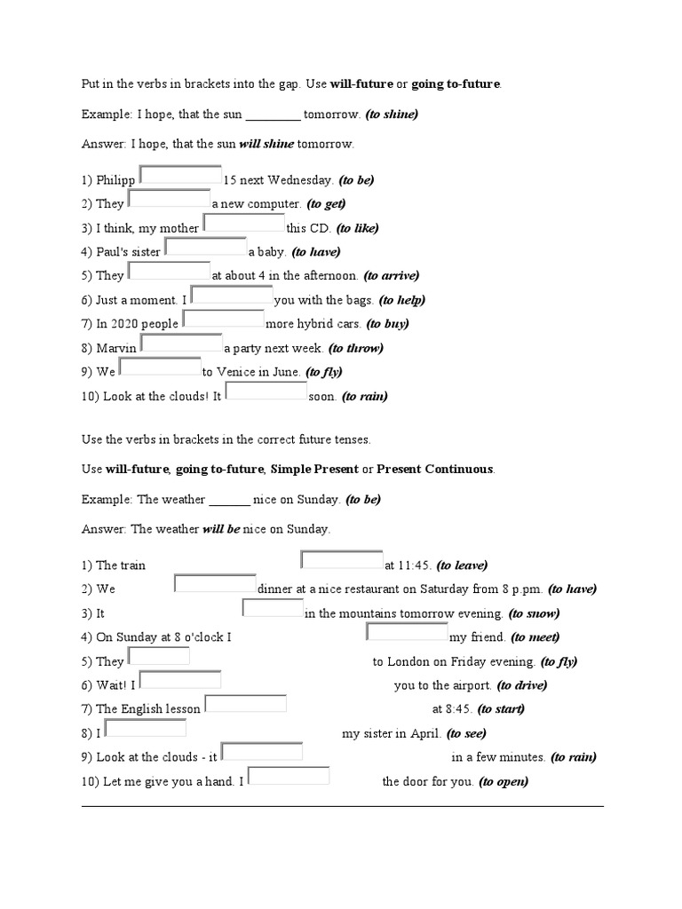 Future Tenses - Tenses - Mixed Exercises | PDF