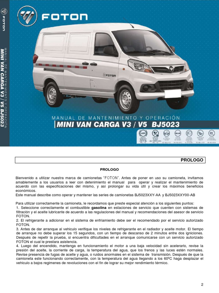 Manual Operacion Minivan Carga V3V5 - Compressed | PDF | Transmisión ...