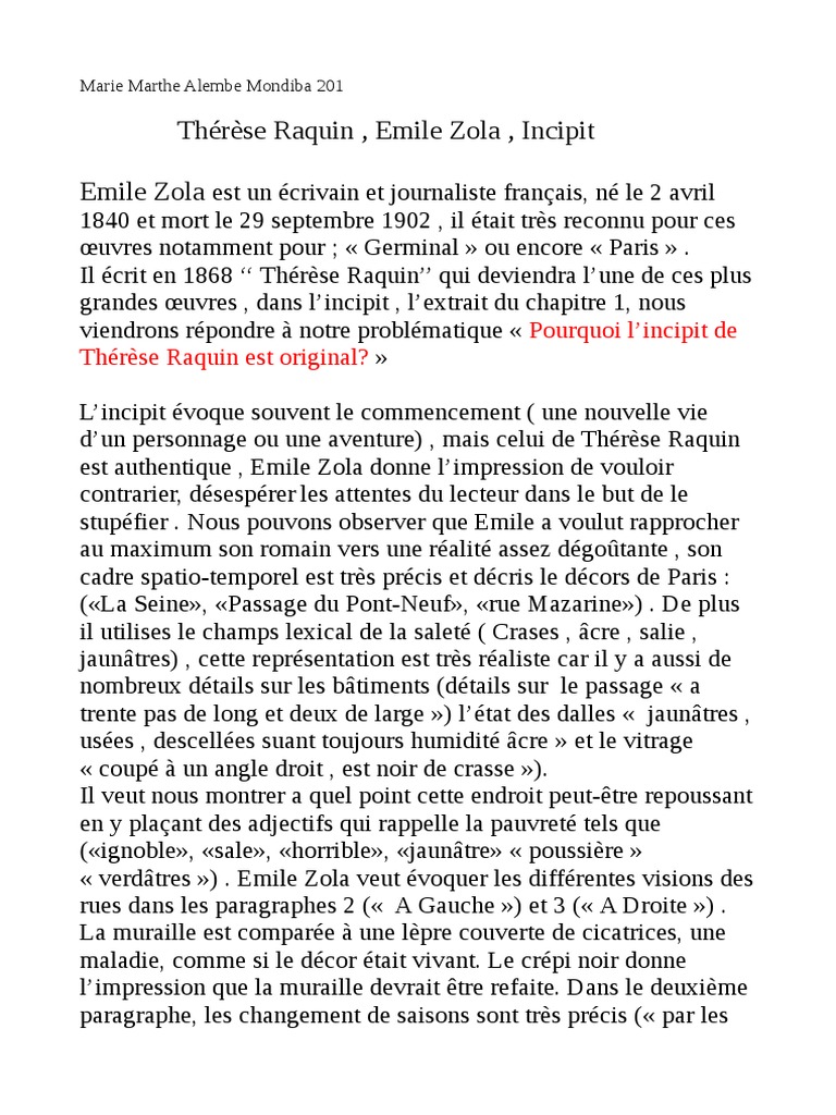 Thérése Raquin | PDF | Émile Zola