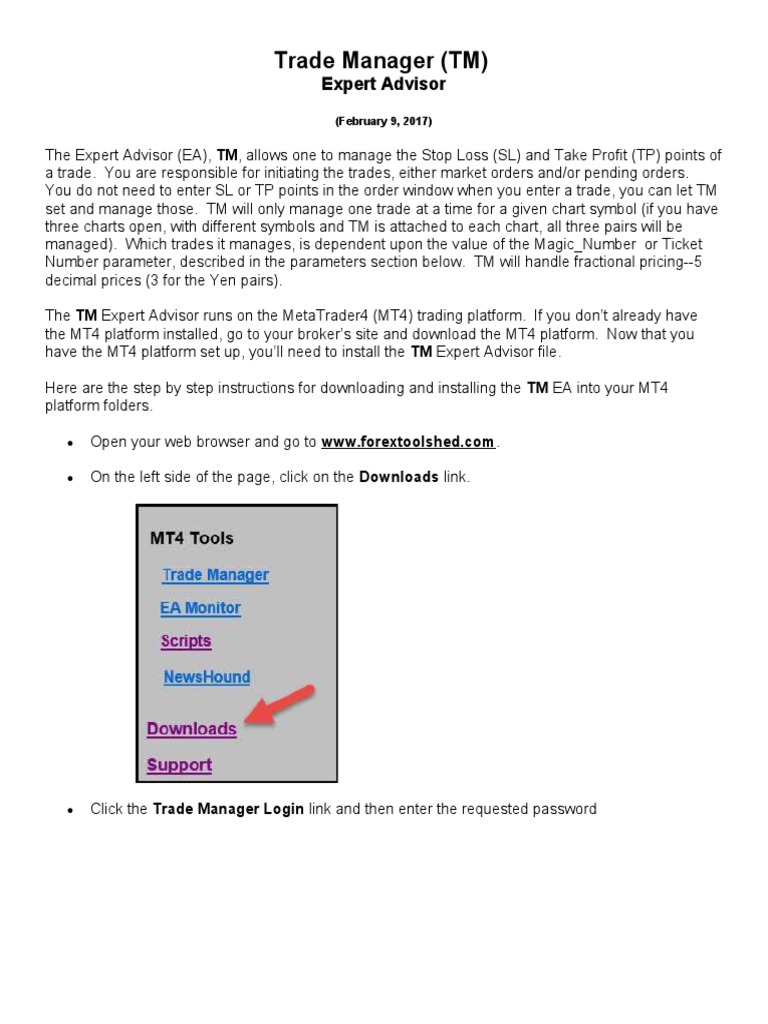Trade Manager (TM) : Expert Advisor | PDF | Moving Average | Computing