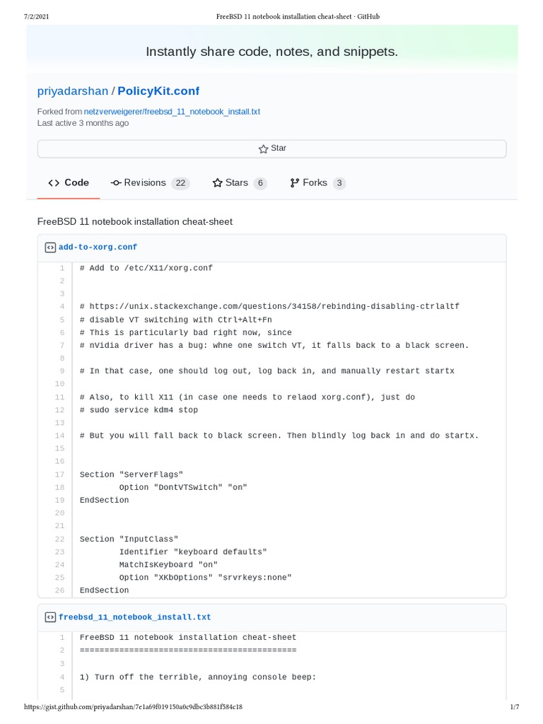 FreeBSD 11 Notebook Installation Cheat-Sheet GitHub | PDF | Computer ...