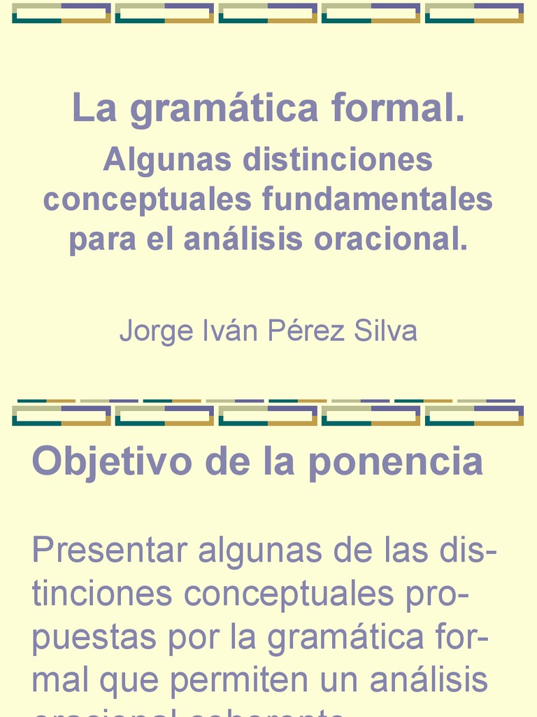 Gramática Formal de Jorge Pérez Silva | PDF | Asunto (gramática) | Verbo