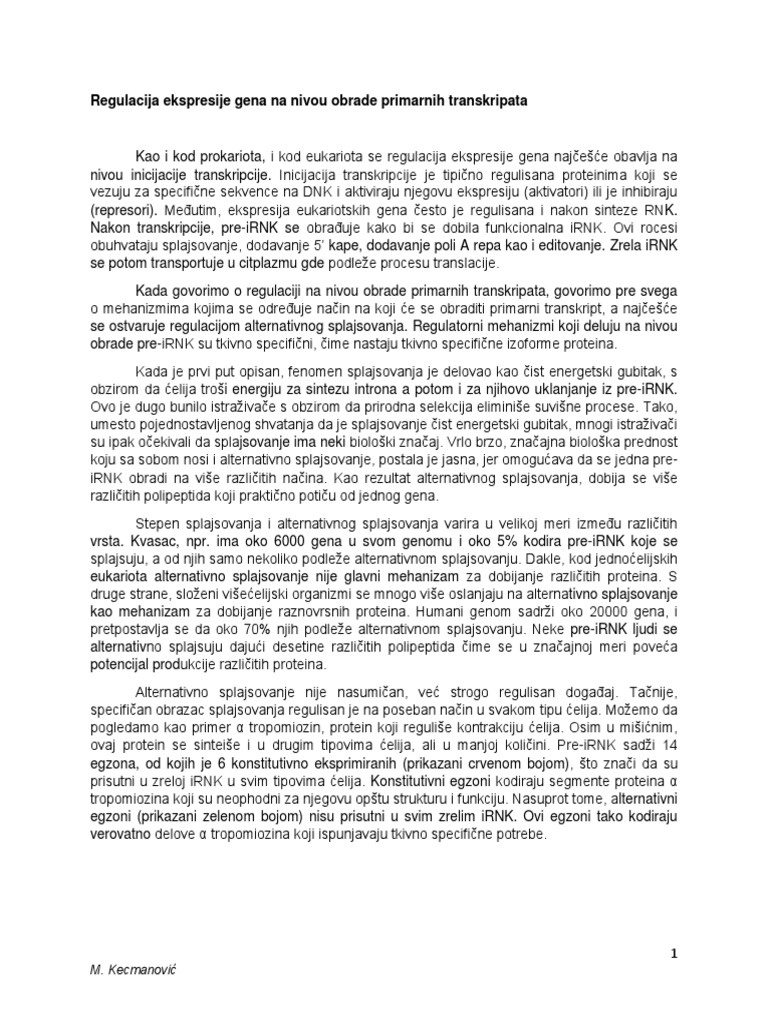 Regulacija - Eukarioti - Deo | PDF