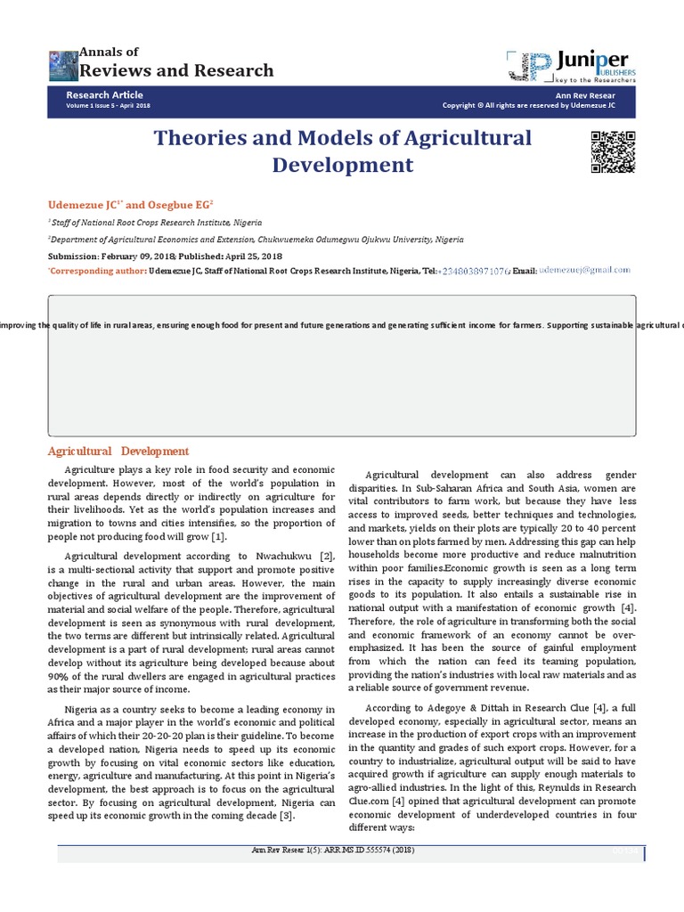 Theories in Agricultural Development | PDF | Agriculture | Economic Growth