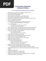 ESL Conversation Questions - Clothes & Fashion (I-TESL-J) | PDF ...