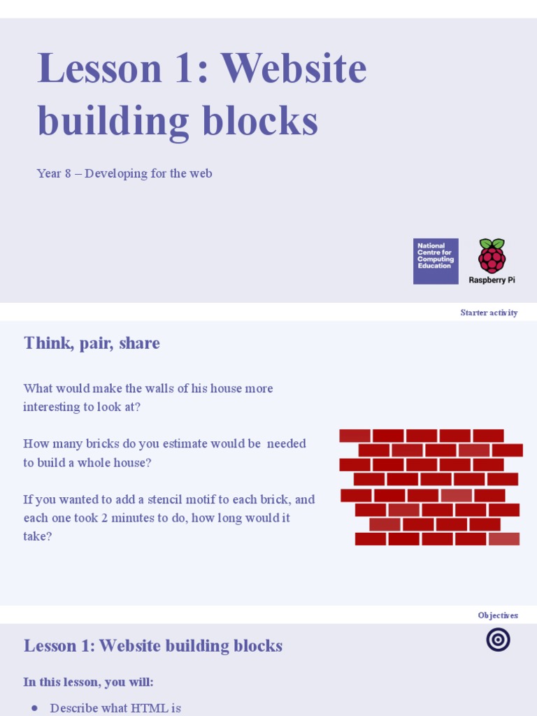 Lesson 1: Website Building Blocks: Year 8 - Developing For The Web ...