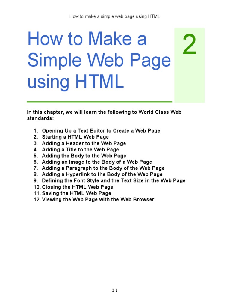How To Make A Simple Web Page Using HTML | PDF | World Wide Web | Internet & Web