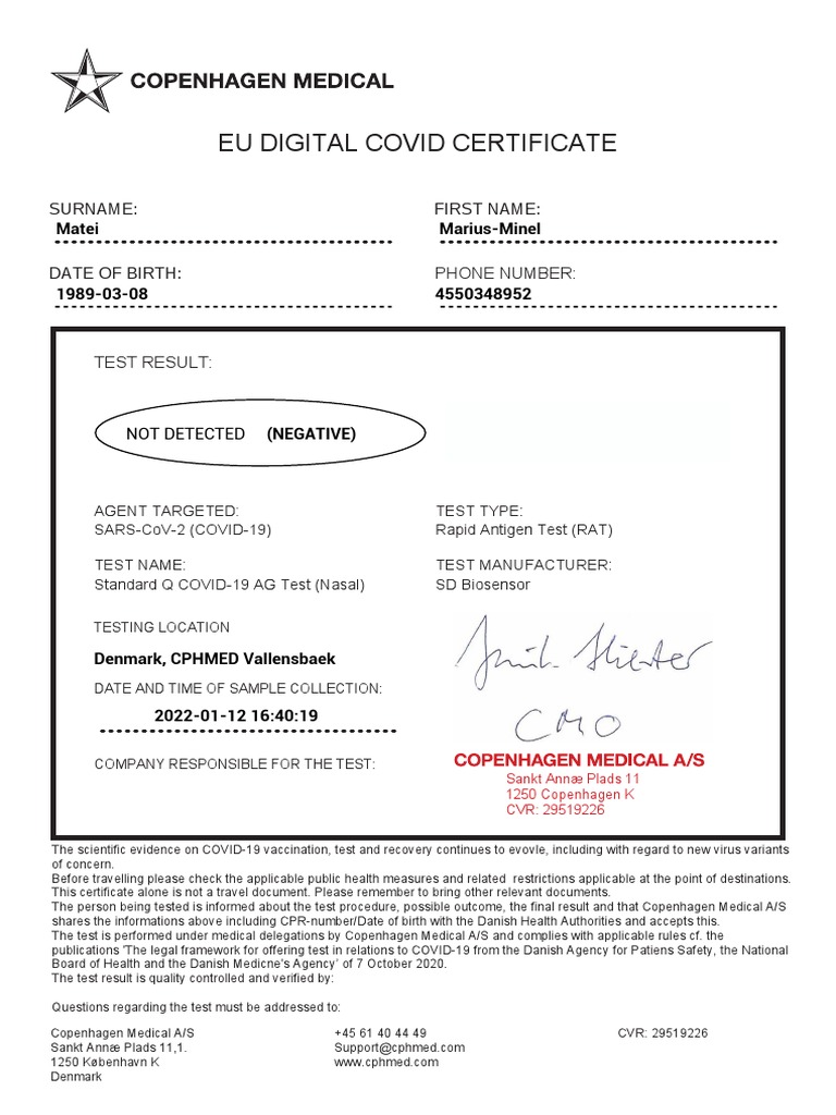 Eu Digital Covid Certificate: Marius-Minel Matei | PDF | Health Care ...