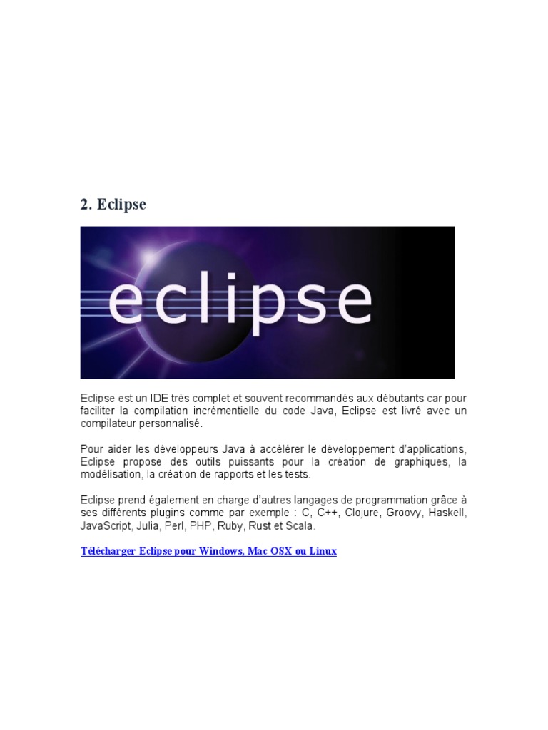 Cours 2 | PDF | Eclipse (Logiciel) | Environnement de développement