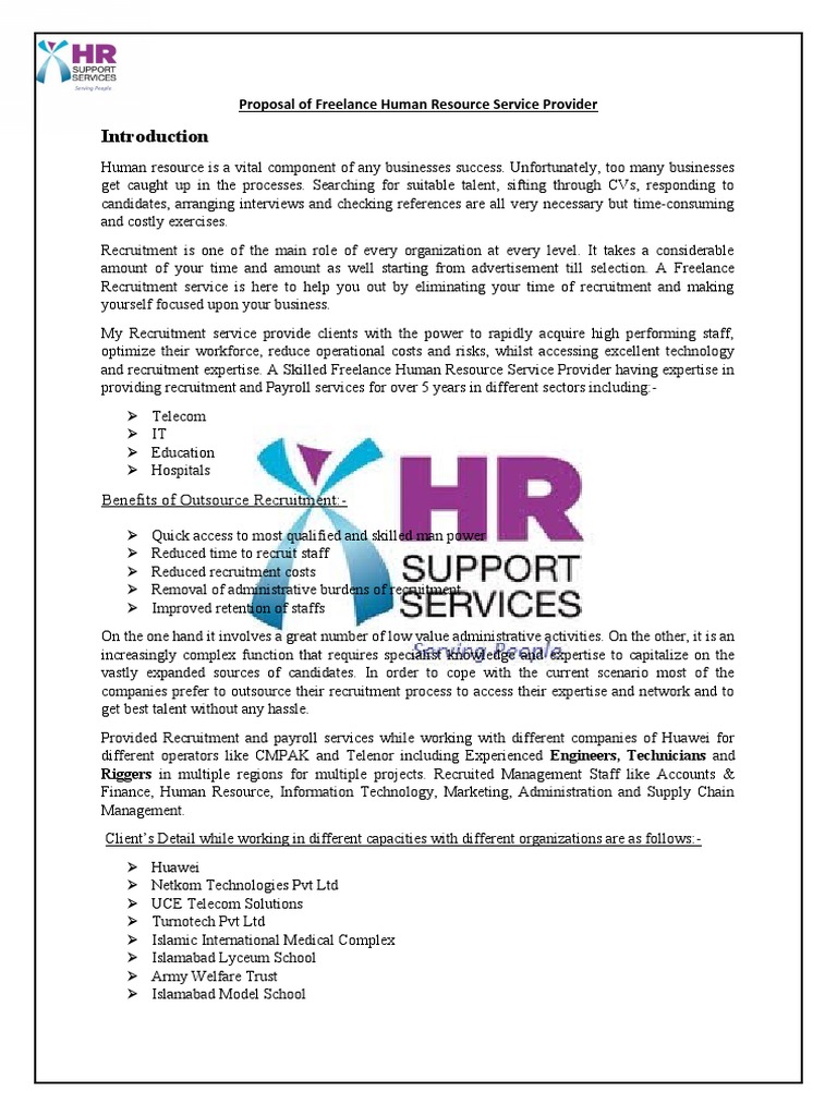 Proposal of Freelance Human Resource Service Provider: Benefits of ...