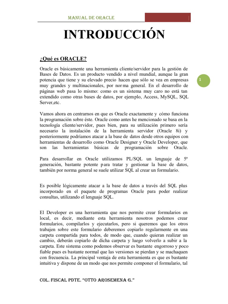 Manual de Oracle | PDF | SQL | Bases de datos