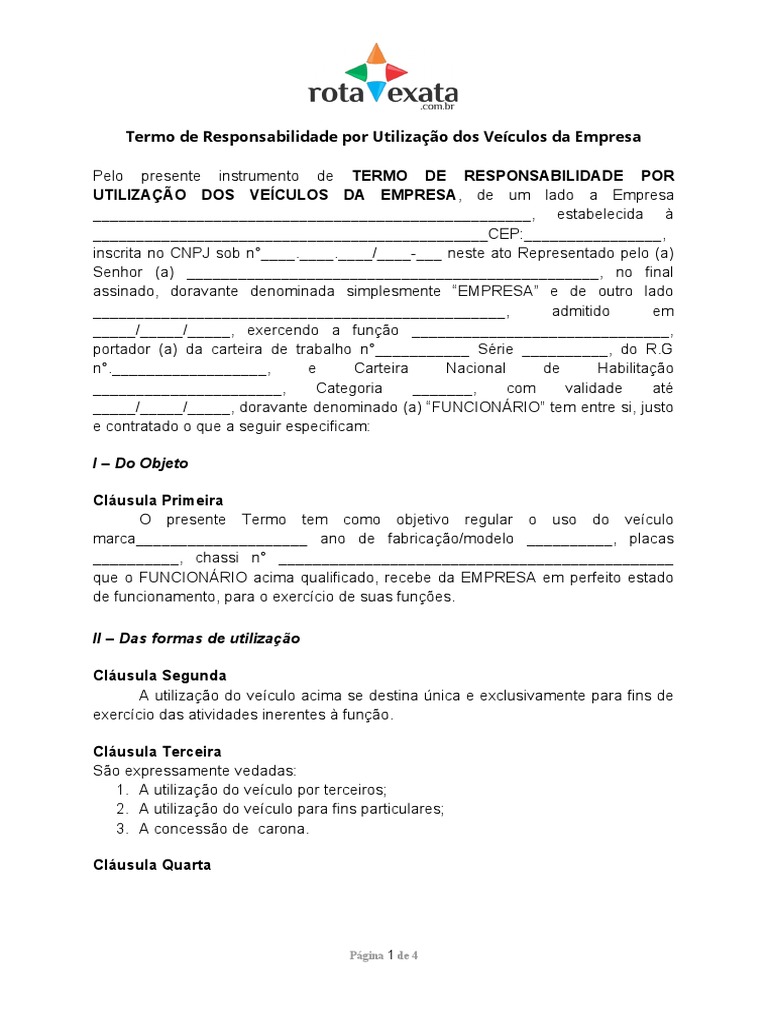 Termo Responsabilidade Motorista Pdf