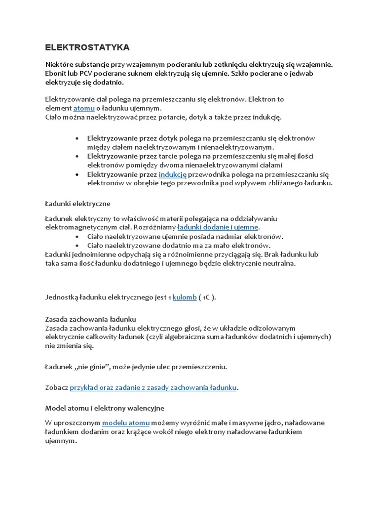 ELEKTROSTATYKA | PDF