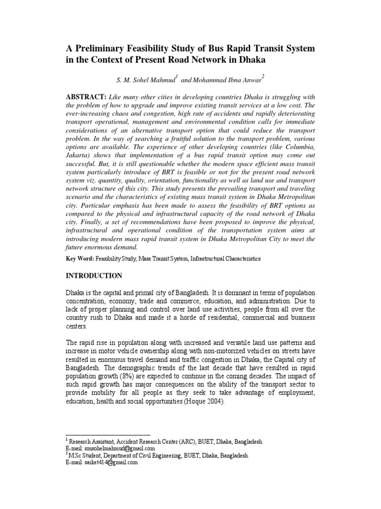Full Paper - A Preliminary Feasibility Study of BRT PDF | PDF | Public ...