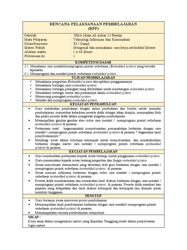 RPP Fix Ganjil Kelas 11 | PDF