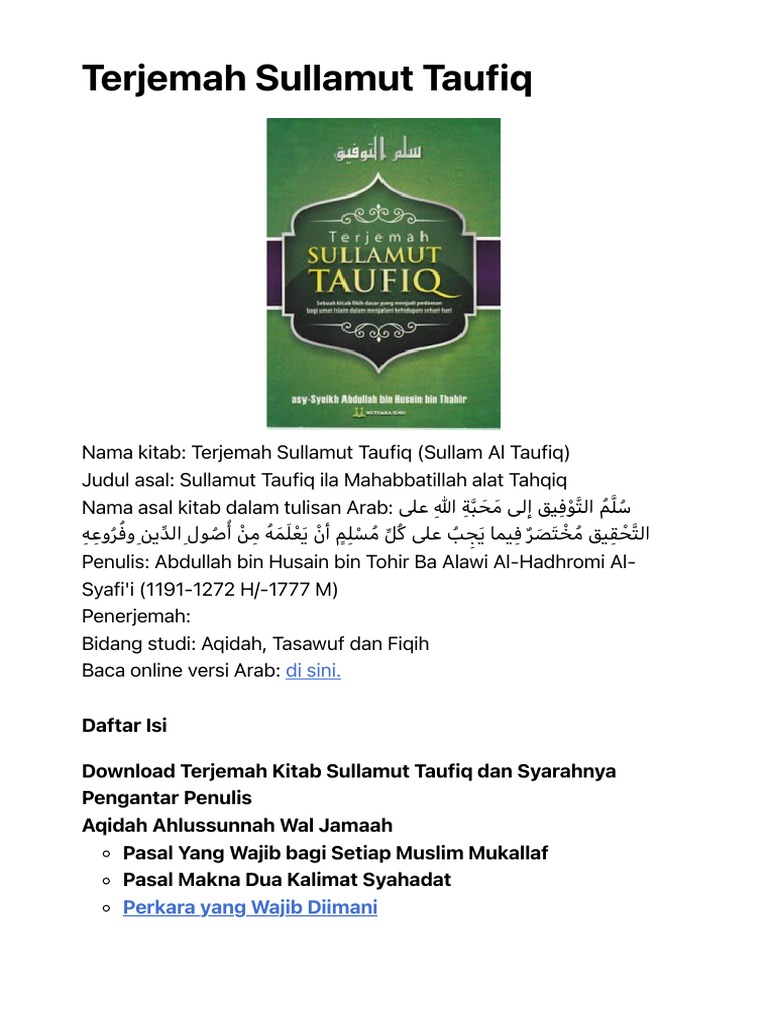 Terjemah Sullamut Taufiq 2 | PDF