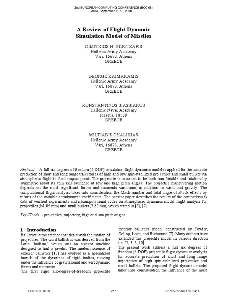 A Review of Flight Dynamic Simulation Model of Missiles | PDF ...