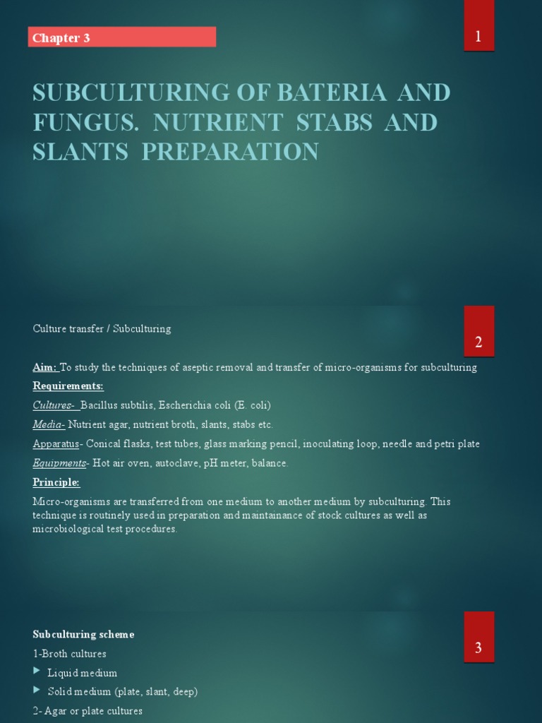 Subculturing Techniques in Microbiology | PDF | Growth Medium ...