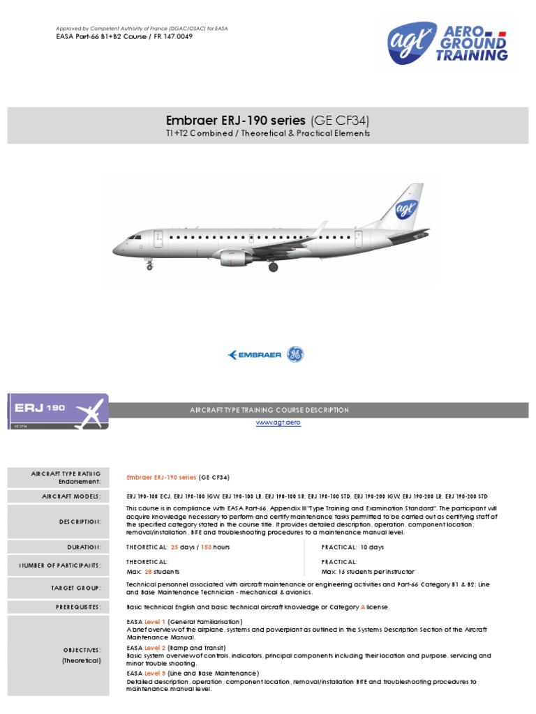Embraer ERJ-190 Series (GE CF34) : T1+T2 Combined / Theoretical & Practical Elements | PDF ...