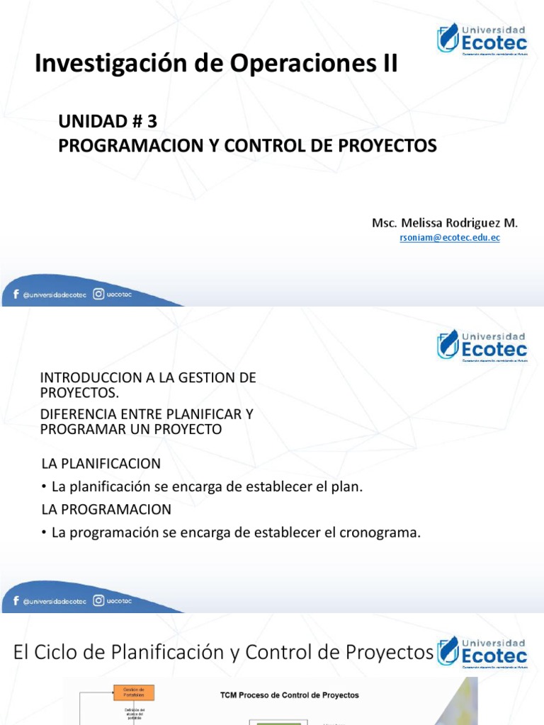 Control y Programacion de Proyectos | PDF | Planificación | Programación de computadoras