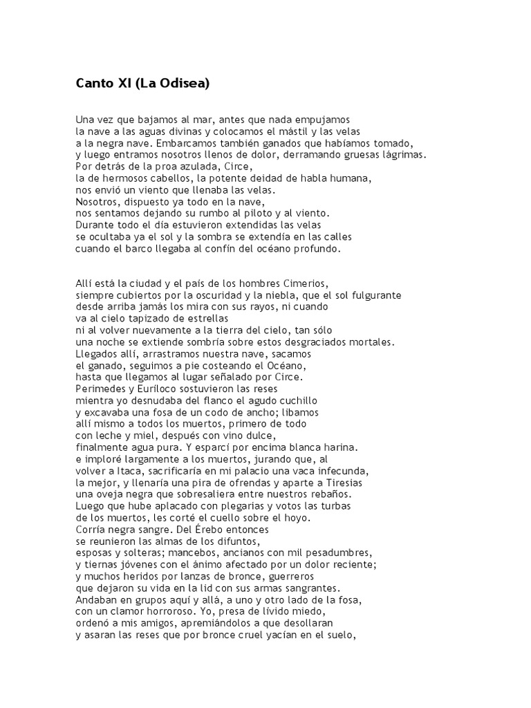 Canto XI Odisea Descenso Hades | PDF | infierno | Odiseo