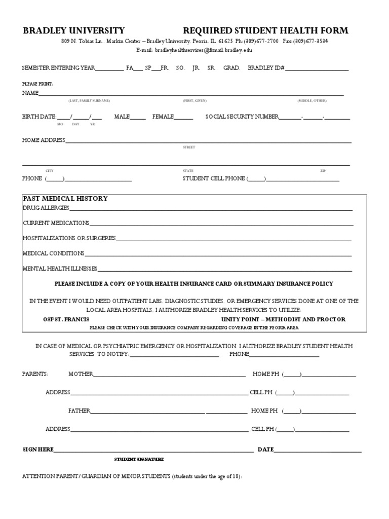Student Health Form | PDF | Pediatrics | Health Sciences