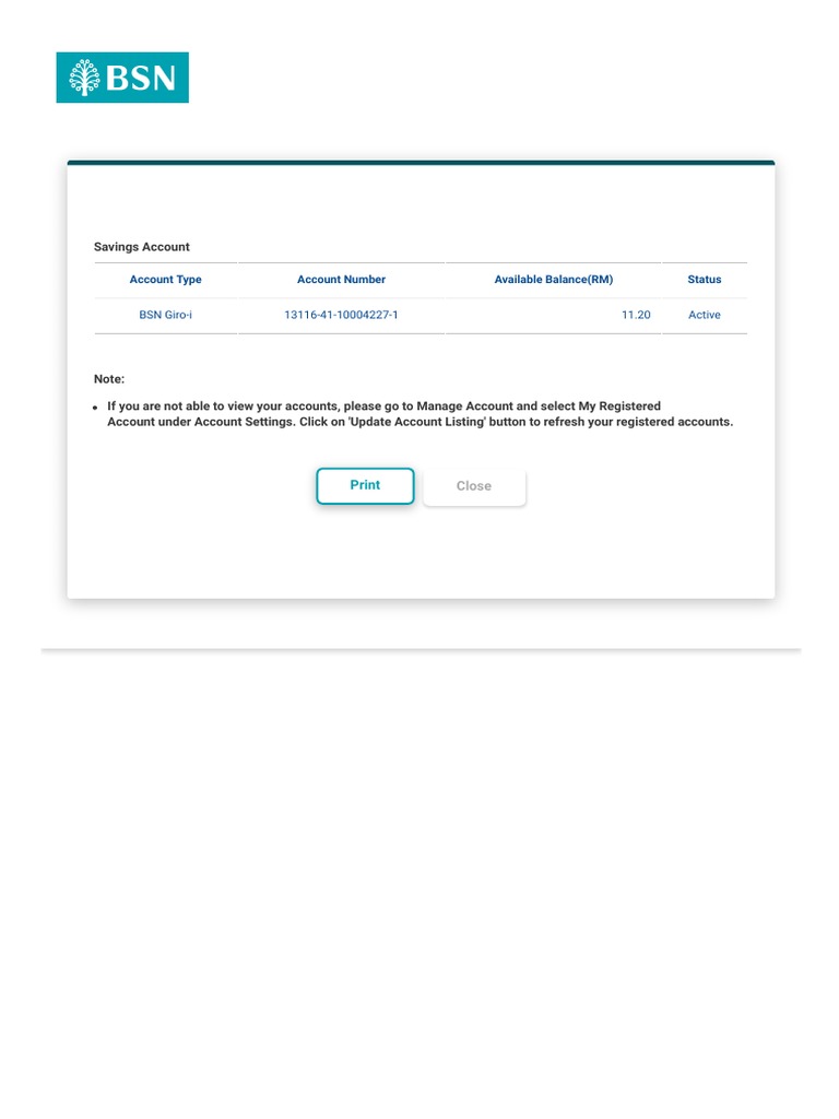 myBSN - Account Overview - Bank Simpanan Nasional | PDF