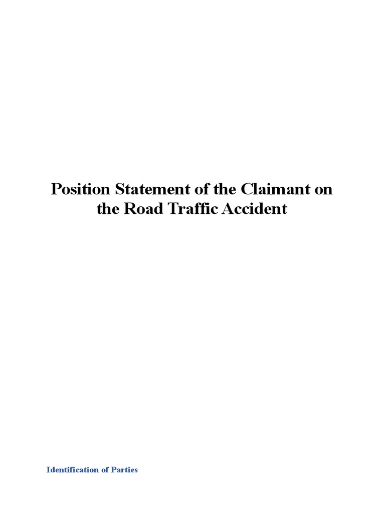 Draft Position Statement On Behalf of The Claimant and Defendant On The ...