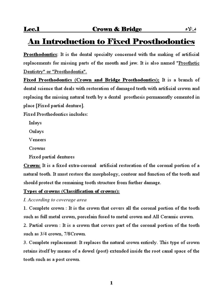 An Introduction To Fixed Prosthodontics | PDF | Mouth | Dentistry