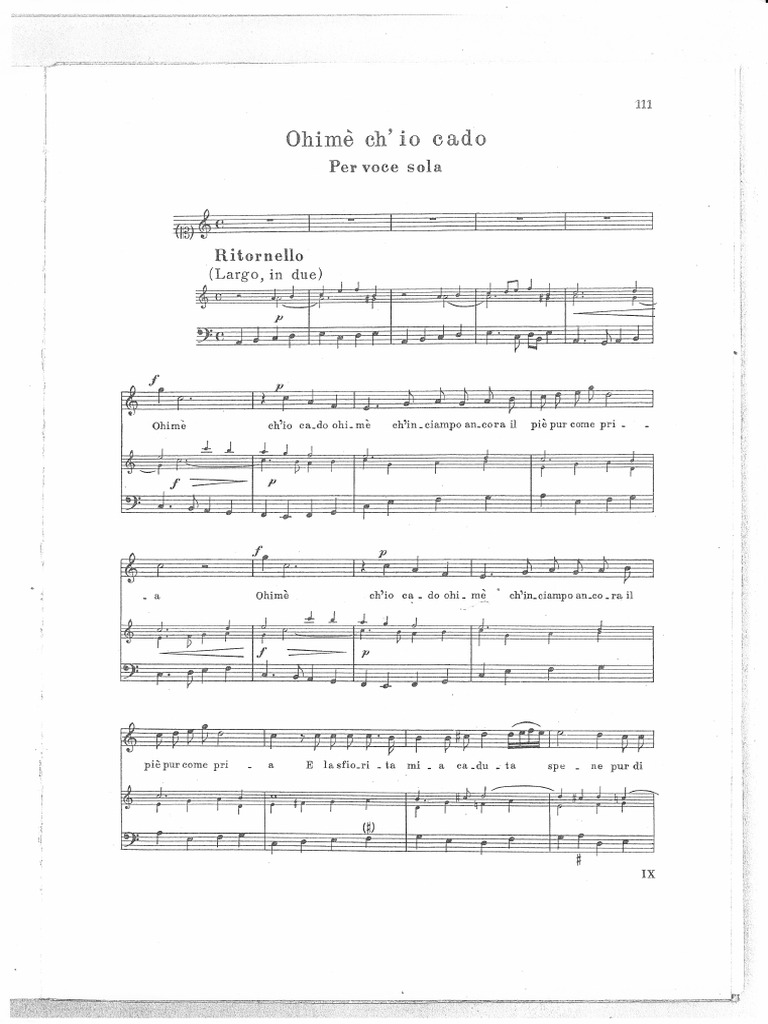 Monteverdi - Ohime Io Cado (S) | PDF