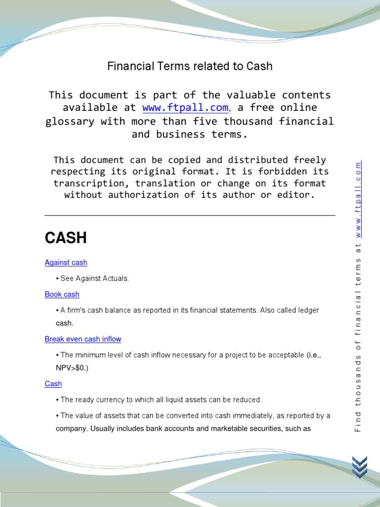 Financial Terms Related To Cash | PDF | Futures Contract | Dividend