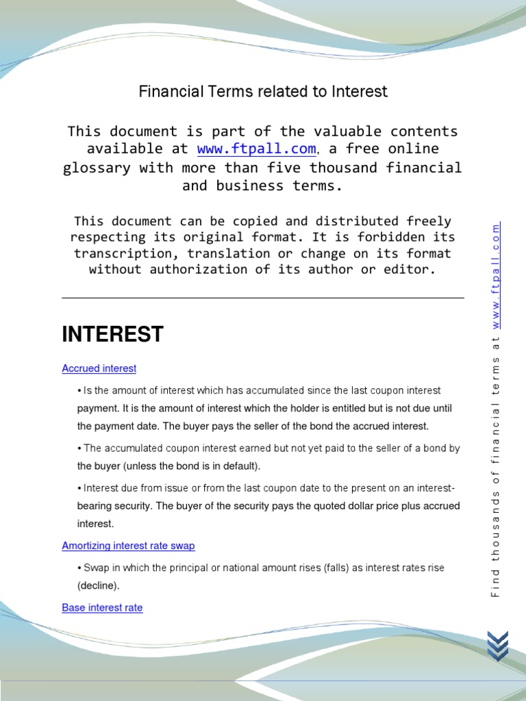 Financial Terms: Interest Explained | PDF | Yield Curve | Interest Rates
