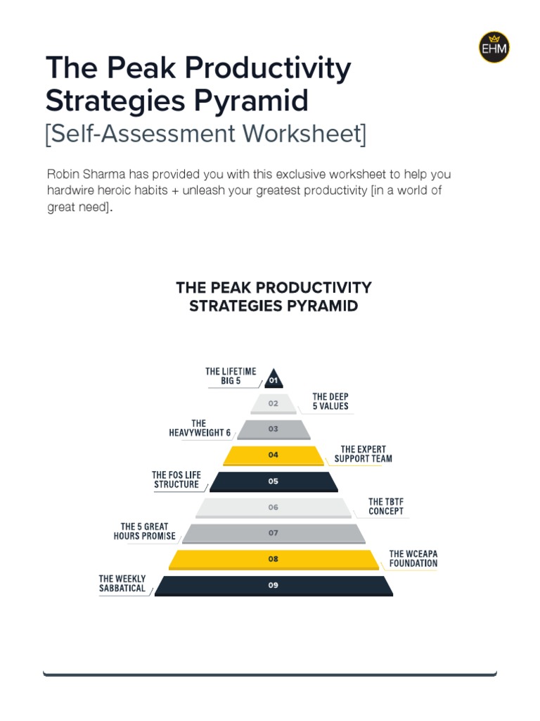 EHM The Peak Productivity Pyramid Strategies Worksheet | PDF | Business ...