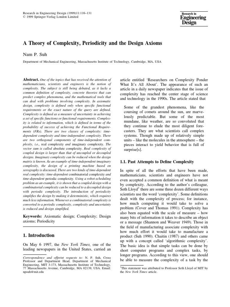 Suh Theory of Complexity and Periodicity | PDF | Complexity | Probability Density Function