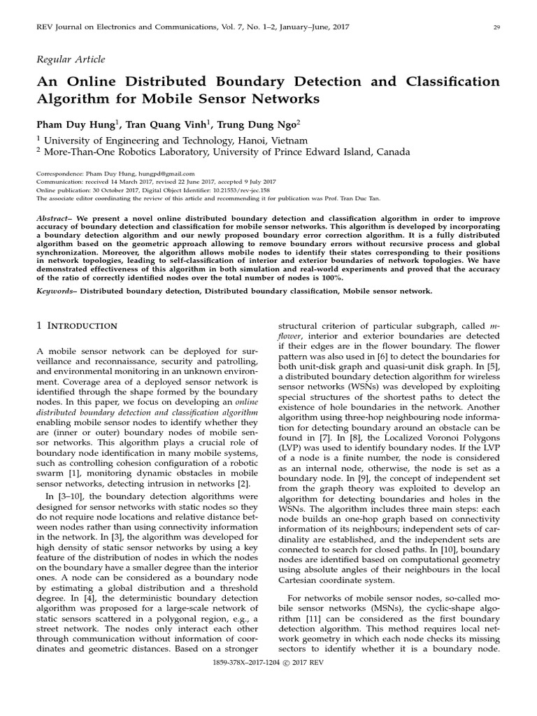 An Online Distributed Boundary Detection And Classification Algorithm For Mobile Sensor Networks