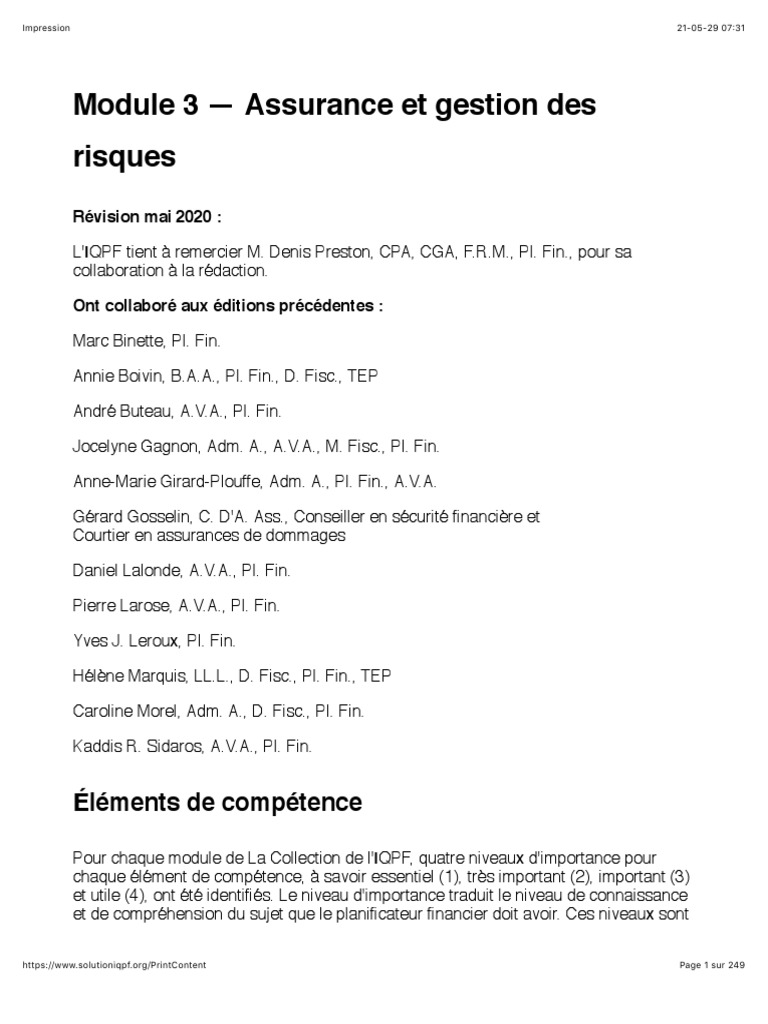 Module 3 | PDF | Assurance | Risque