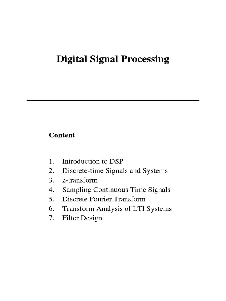 DSP Lectures Full Set | PDF | Digital Signal Processing | Sampling (Signal Processing)
