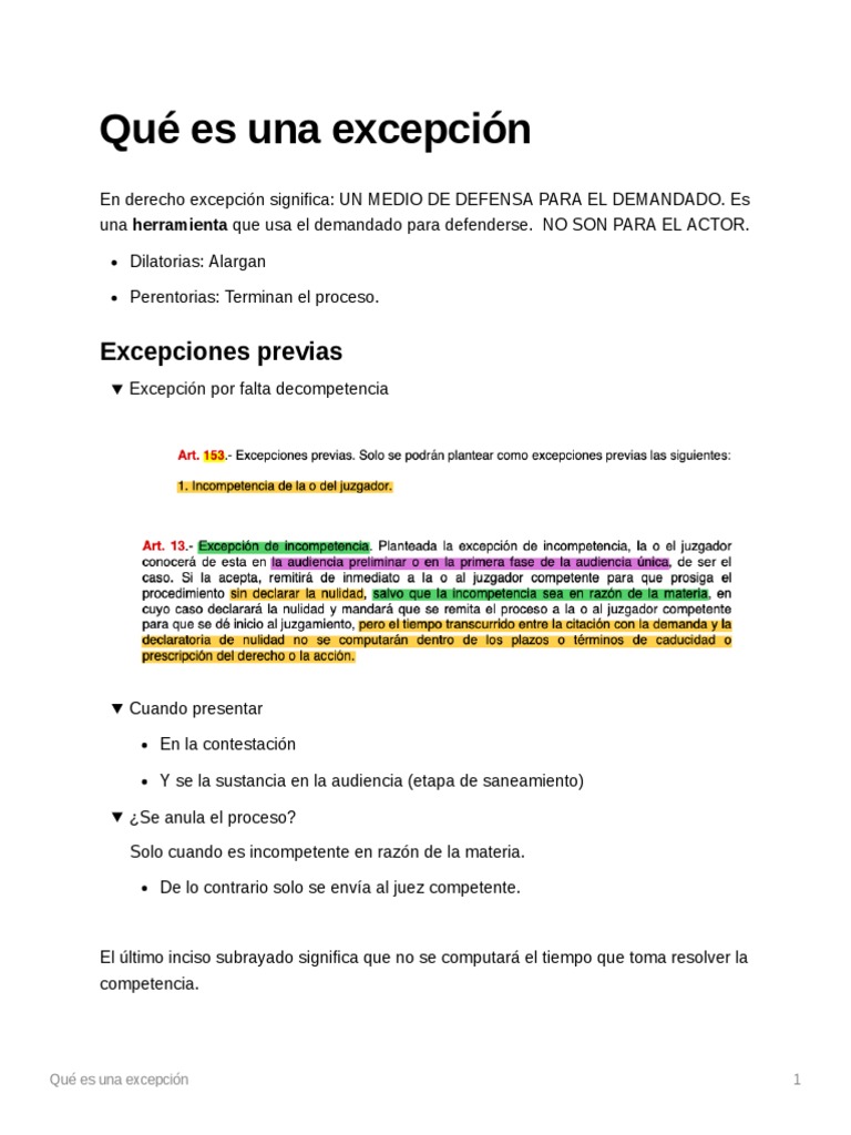 Excepciones Previas COGEP | PDF