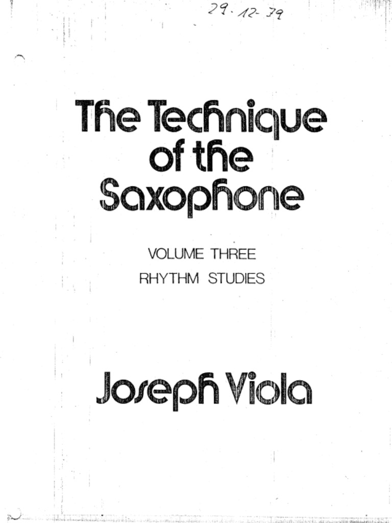 VIOLA, J. - The Technique of The Saxophone - Vol. 3 | PDF
