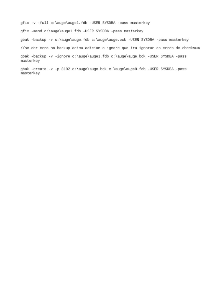 Processos de Gfix Gbak | PDF