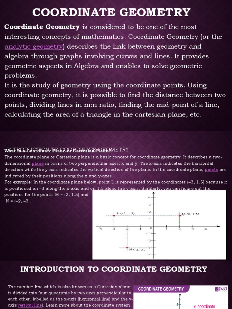 Coordinate Geometry Pdf Cartesian Coordinate System Analytic Geometry