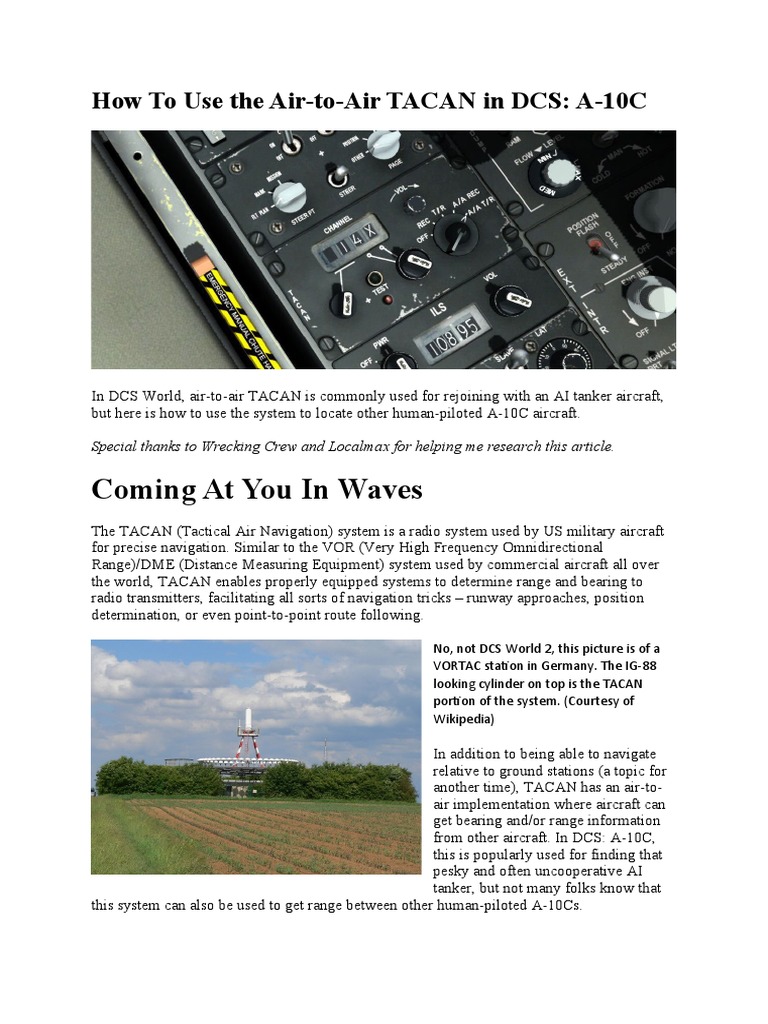 How To Use The Air-to-Air TACAN in DCS A-10C | PDF | Radio ...