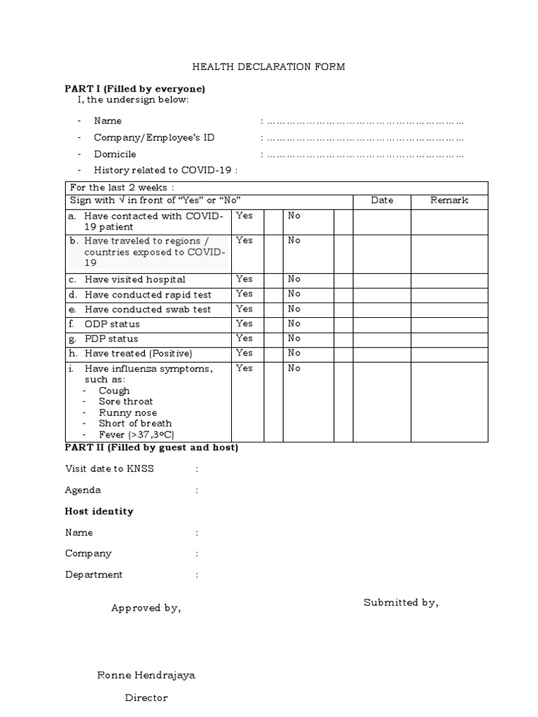 Health Declaration Form01 | PDF