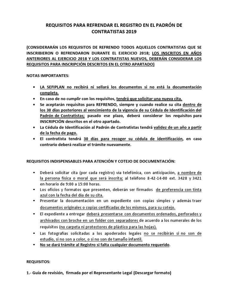 Requisitos para Refrendo 2019 | PDF | Contabilidad | Contador