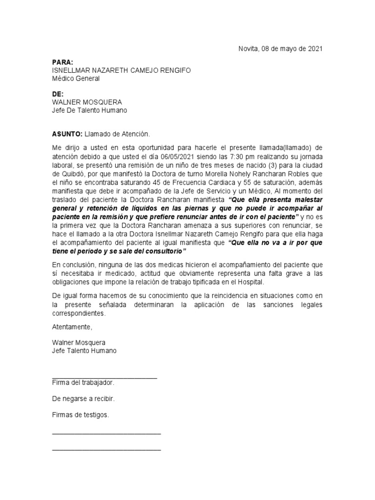 Llamado de Atencion | PDF