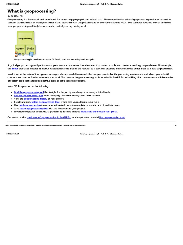 What Is Geoprocessing - ArcGIS Pro - Documentation | PDF | Geographic ...