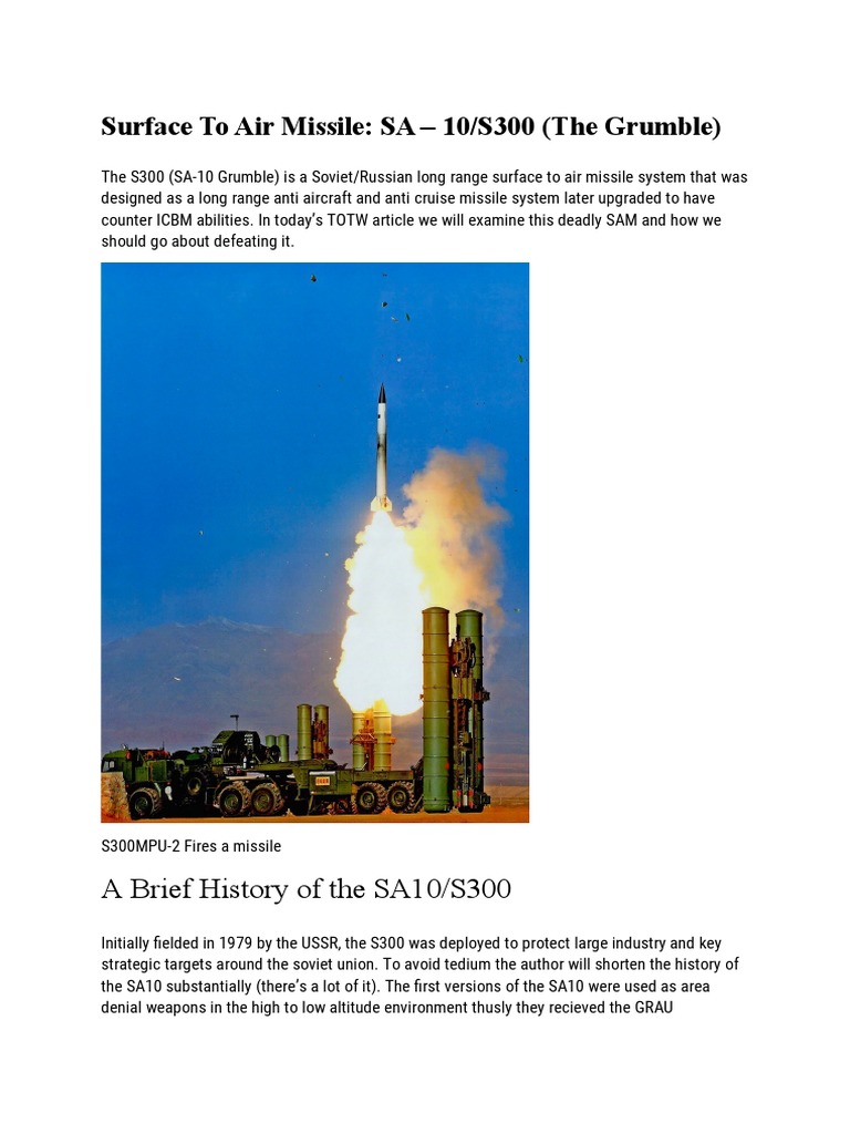 Surface To Air Missile SA-10 (S300) | PDF | Military Technology | Hazards