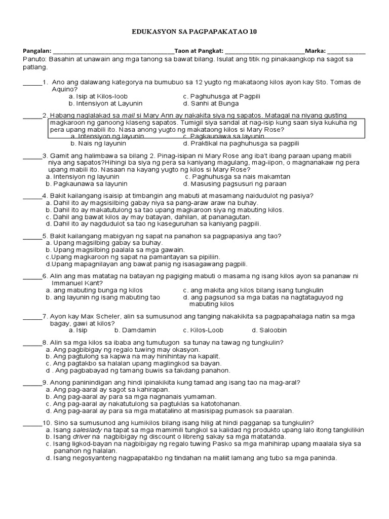 ESP 10 2ND Grading | PDF